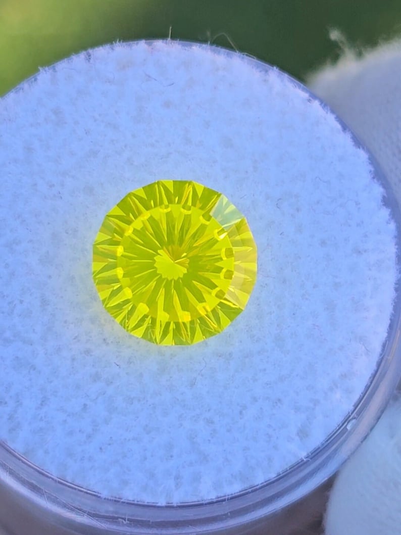 4.27 Ct. Sun-fire Cut Yellow YAG Fantasy/concave Cut Yttrium Aluminum ...