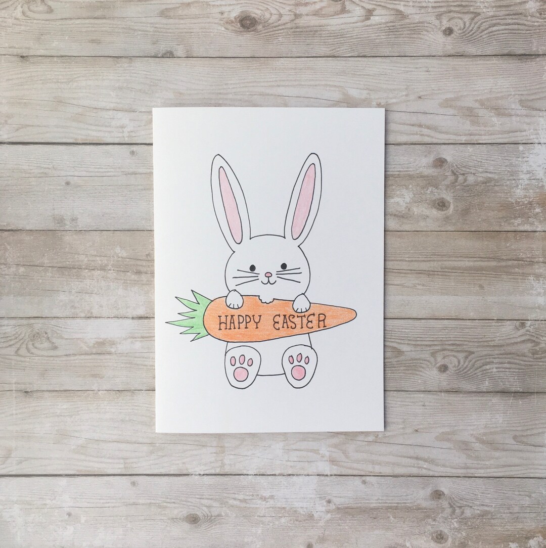 Happy Easter Bunny Card - Etsy
