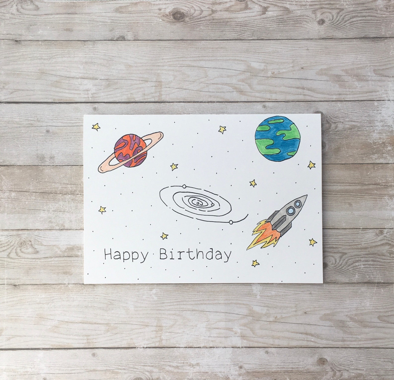 Space Birthday Card - Etsy