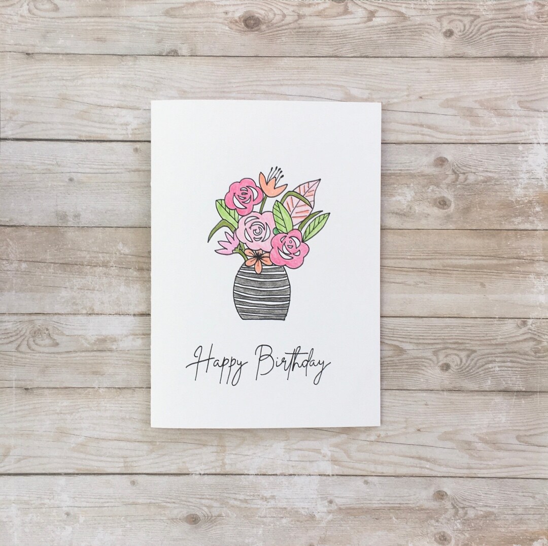 Birthday Flower Vase Card - Etsy