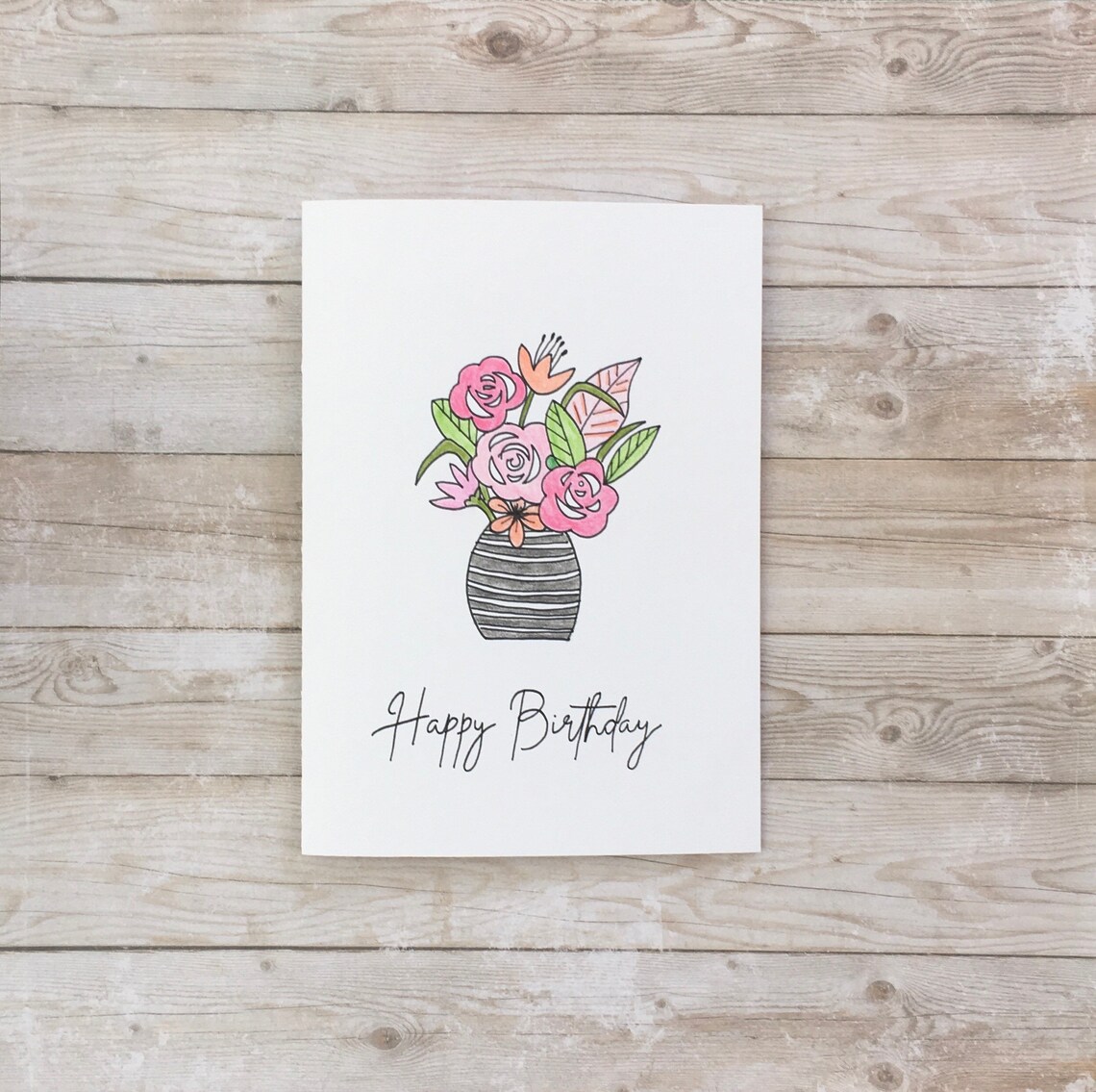 Birthday Flower Vase Card - Etsy