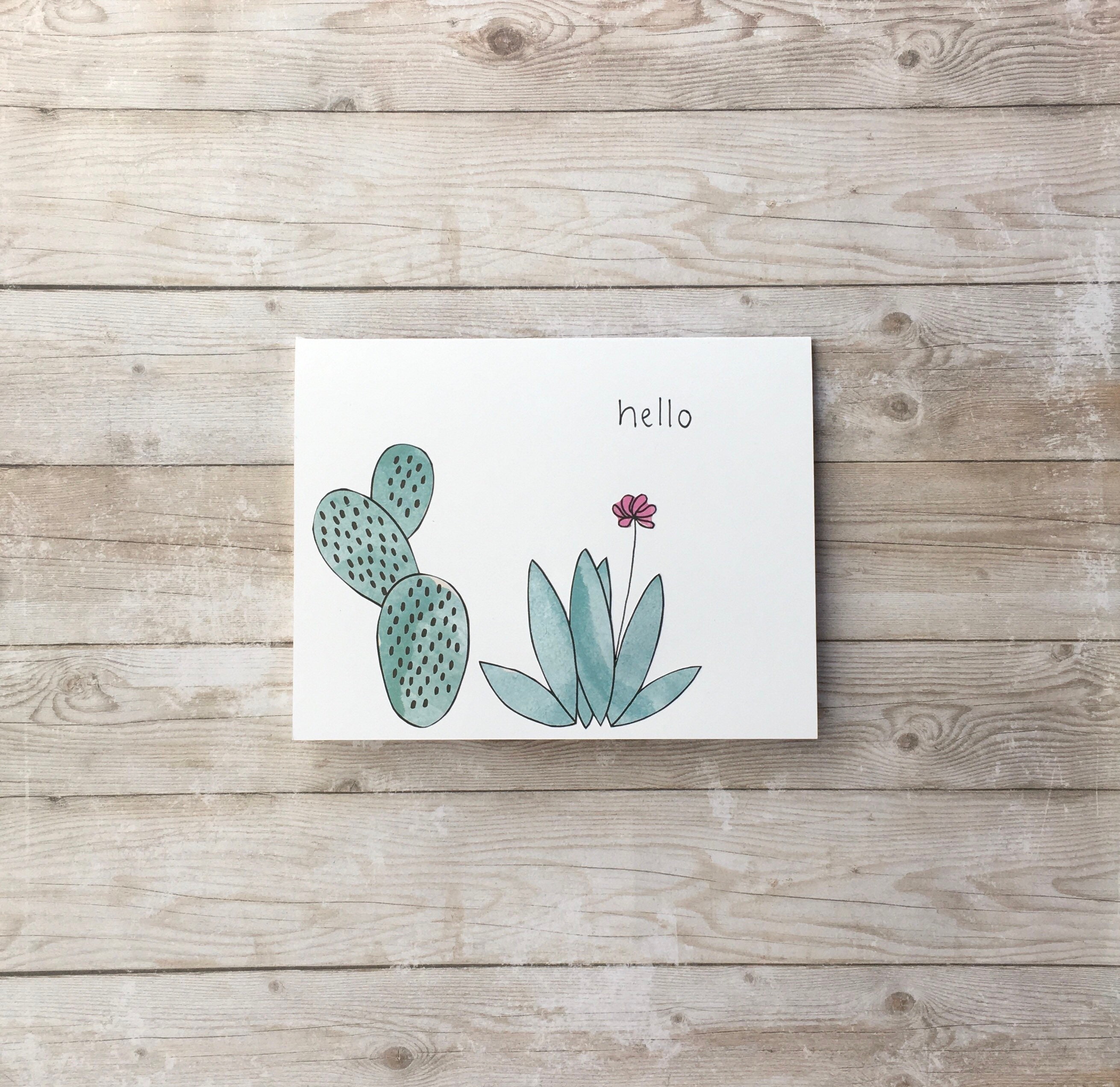 Set of 2 Succulent Note Card - Etsy