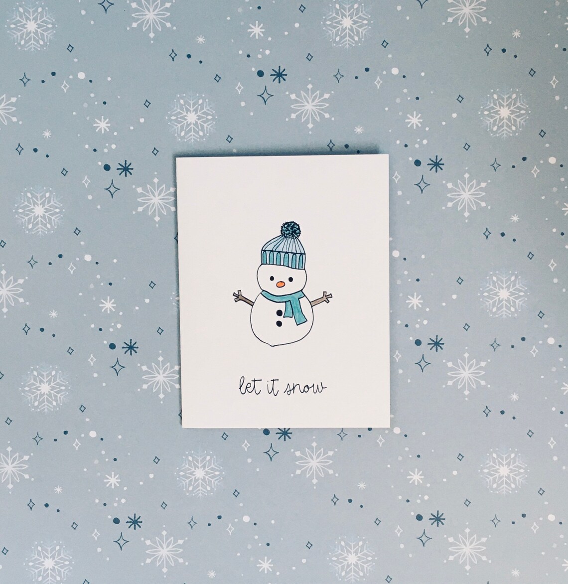 Let It Snow Winter Snowman Notecard - Etsy