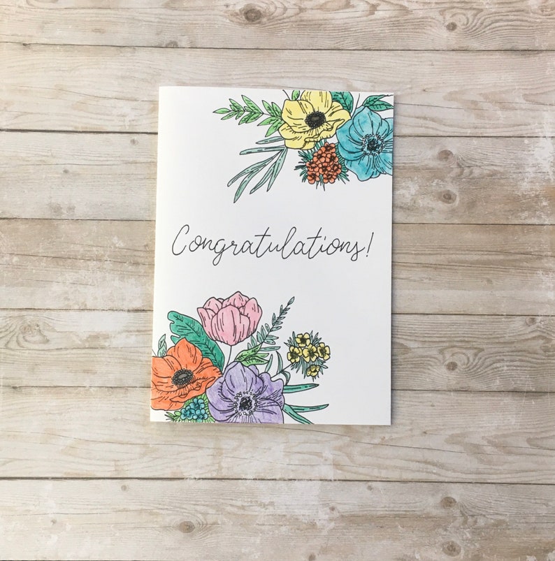 Congratulations Flower Card - Etsy