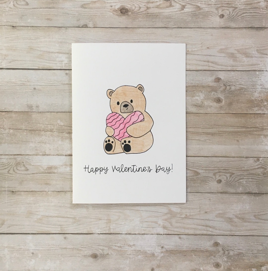 Teddy Bear Valentine's Card - Etsy