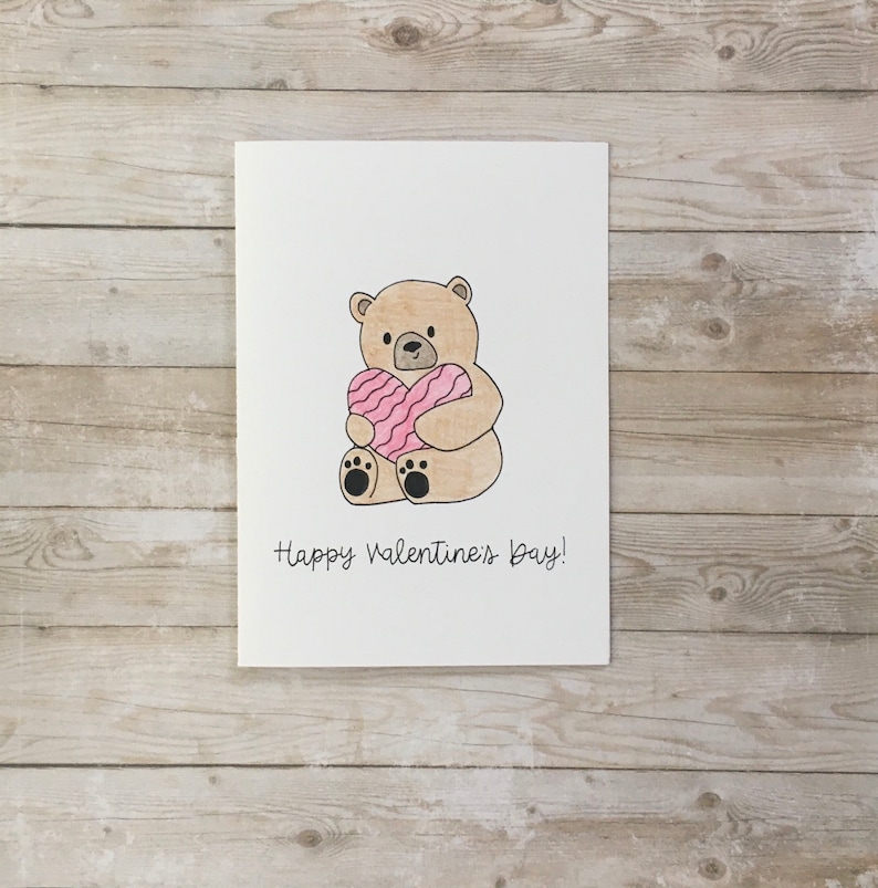 Teddy Bear Valentine's Card - Etsy
