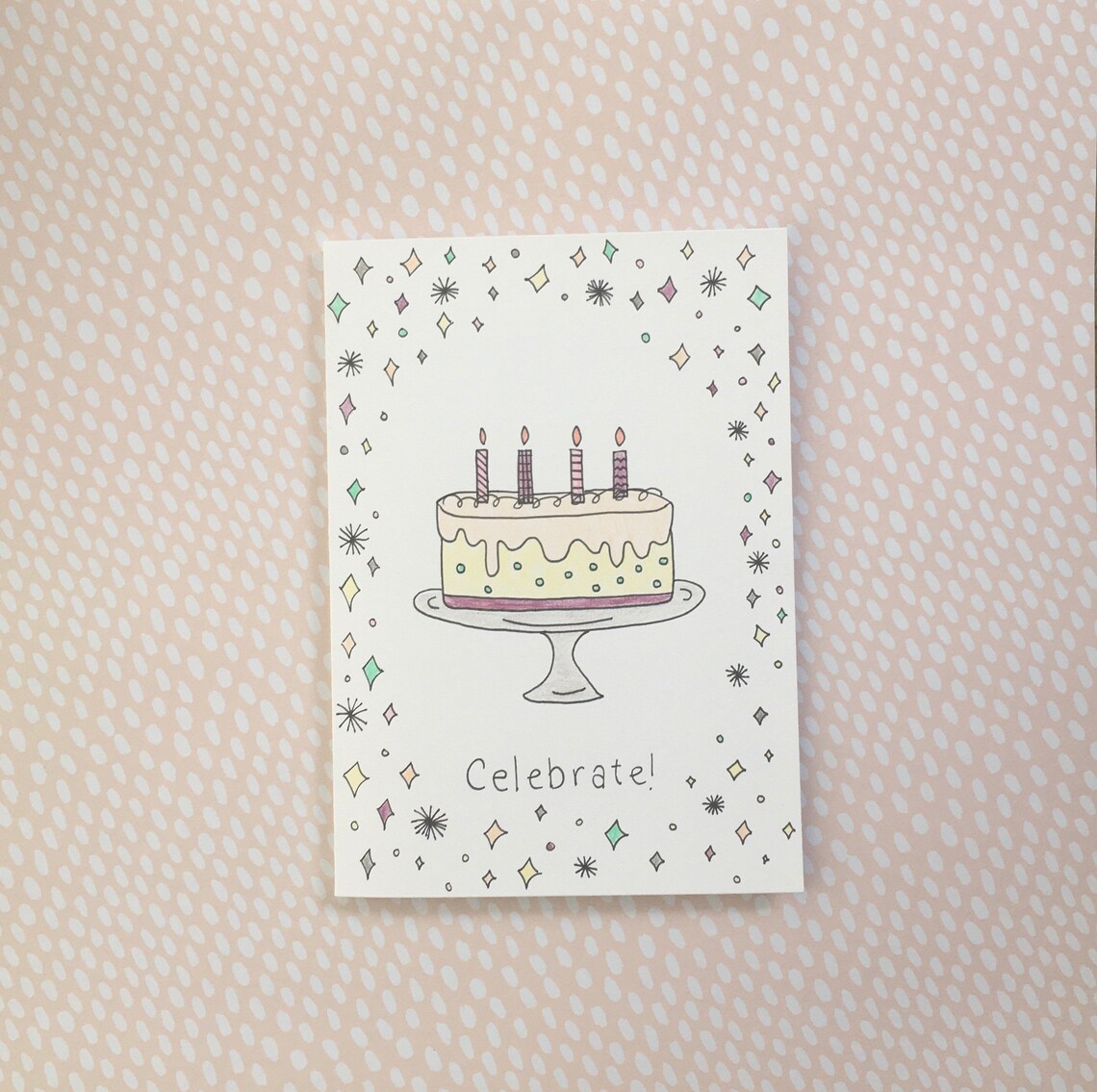 Celebrate Cake Birthday Card - Etsy