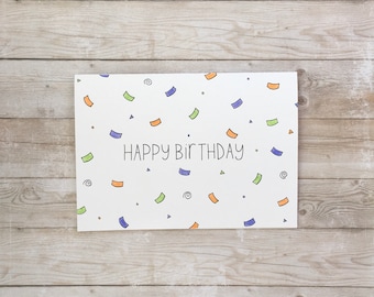Happy Birthday Confetti Card - Original Handmade Greeting Card - Etsy