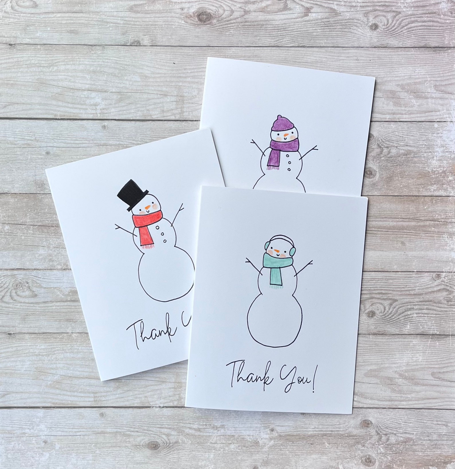 Winter Snowmen Thank You Card Set - Etsy