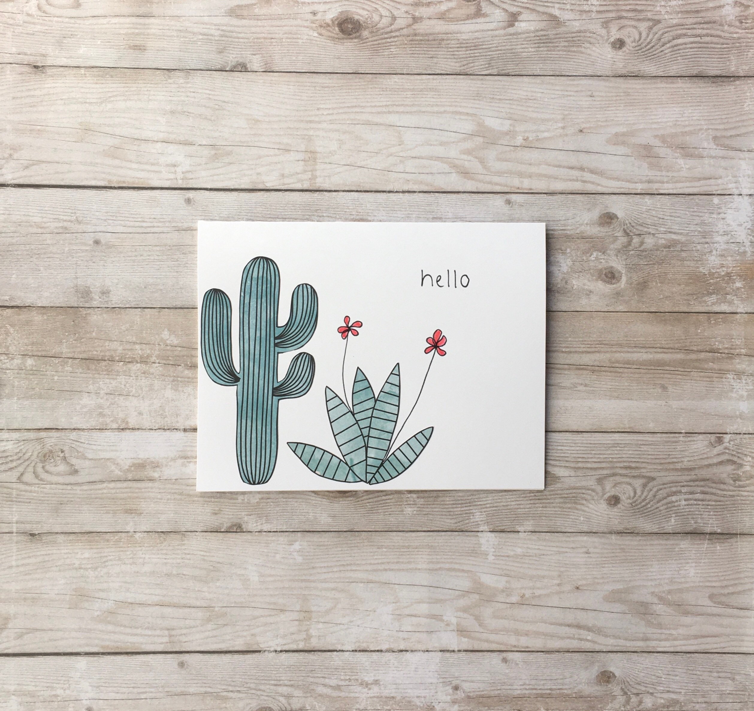 Set of 2 Succulent Note Card - Etsy