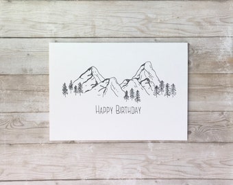 Printable Happy Birthday Card Mountain - Etsy