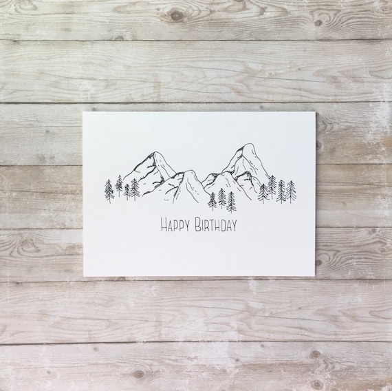 Birthday Mountain Card | Etsy