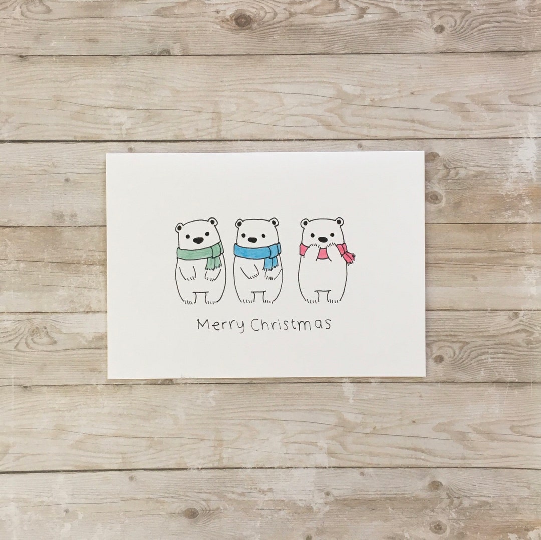Polar Bear Christmas Card - Etsy