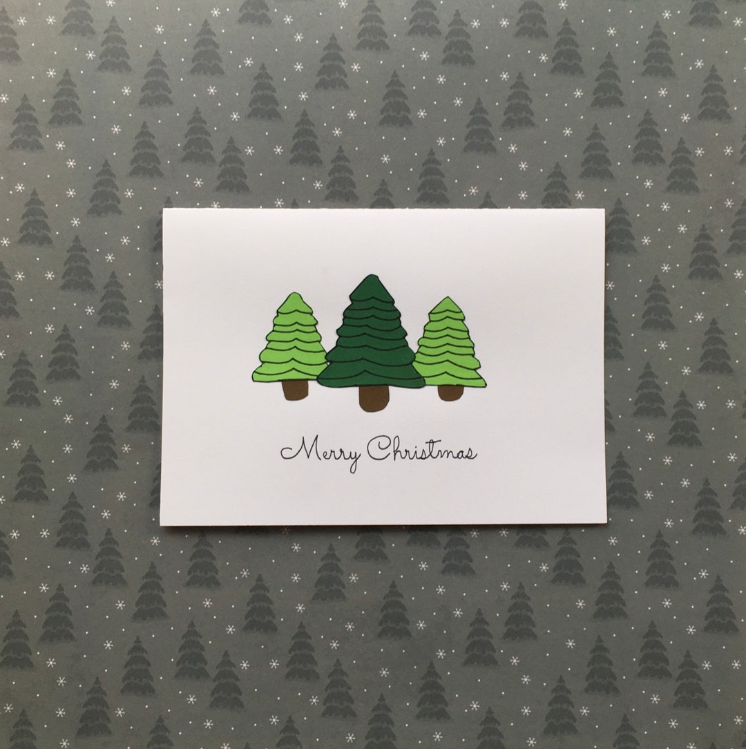 Christmas Evergreen Trees Card - Etsy