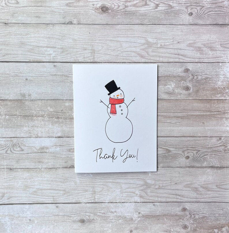 Winter Snowmen Thank You Card Set - Etsy