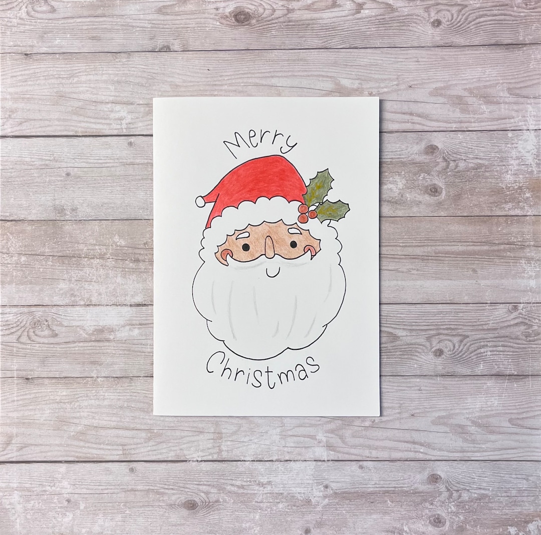 Santa Face Christmas Card - Etsy