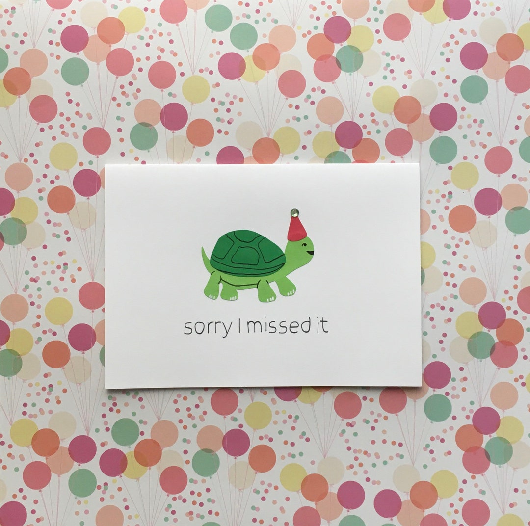 Turtle Belated Birthday Card - Etsy
