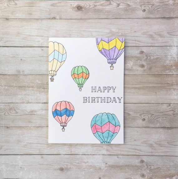 Hot Air Balloon Birthday Card | Etsy