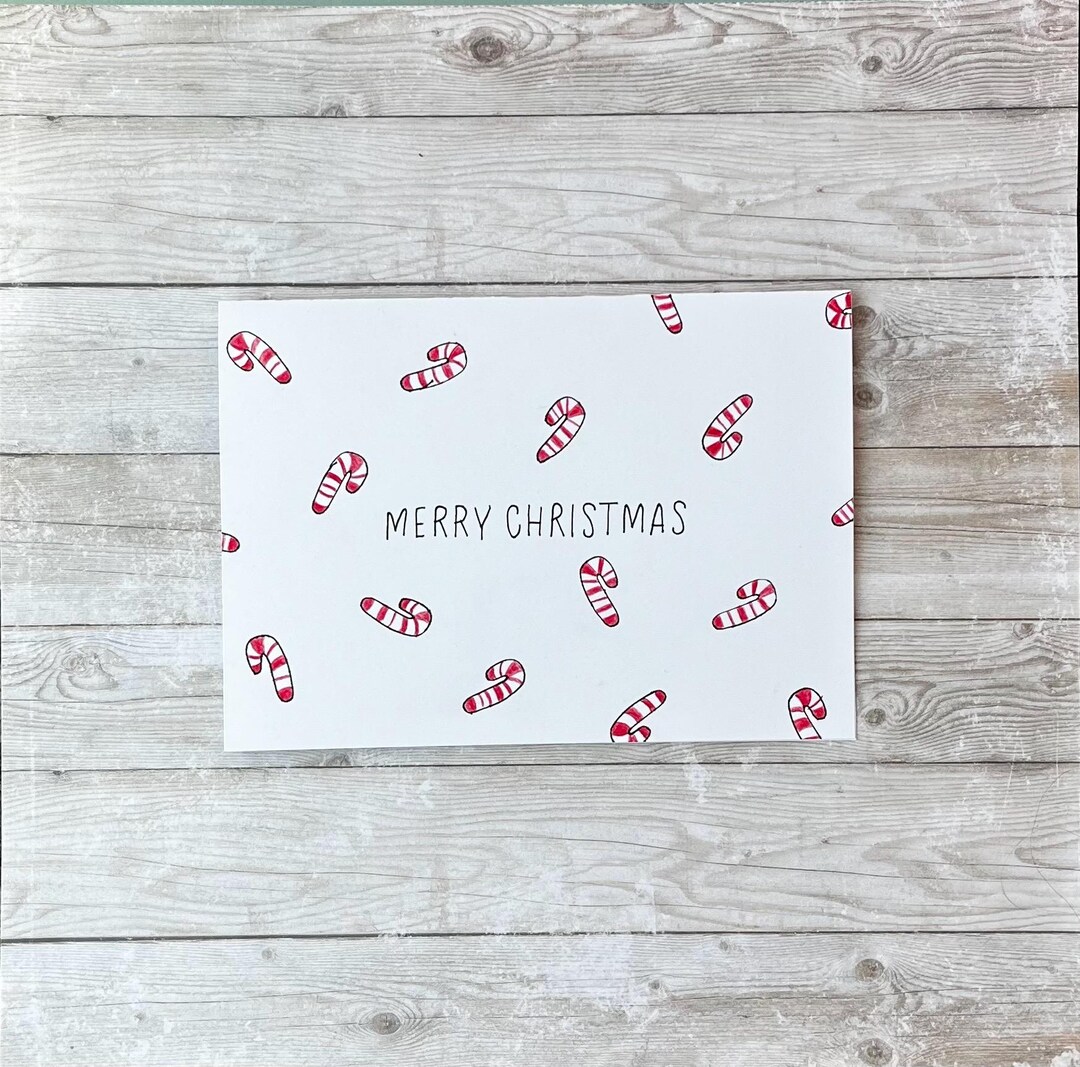 Candy Cane Christmas Card - Etsy