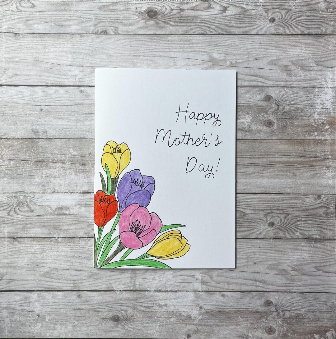 Mother’s Day Colorful Tulip Card - Etsy