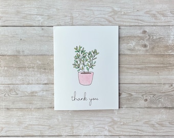 Potted Houseplants Thank You Note Card Single Card or Boxed Set, Hand ...