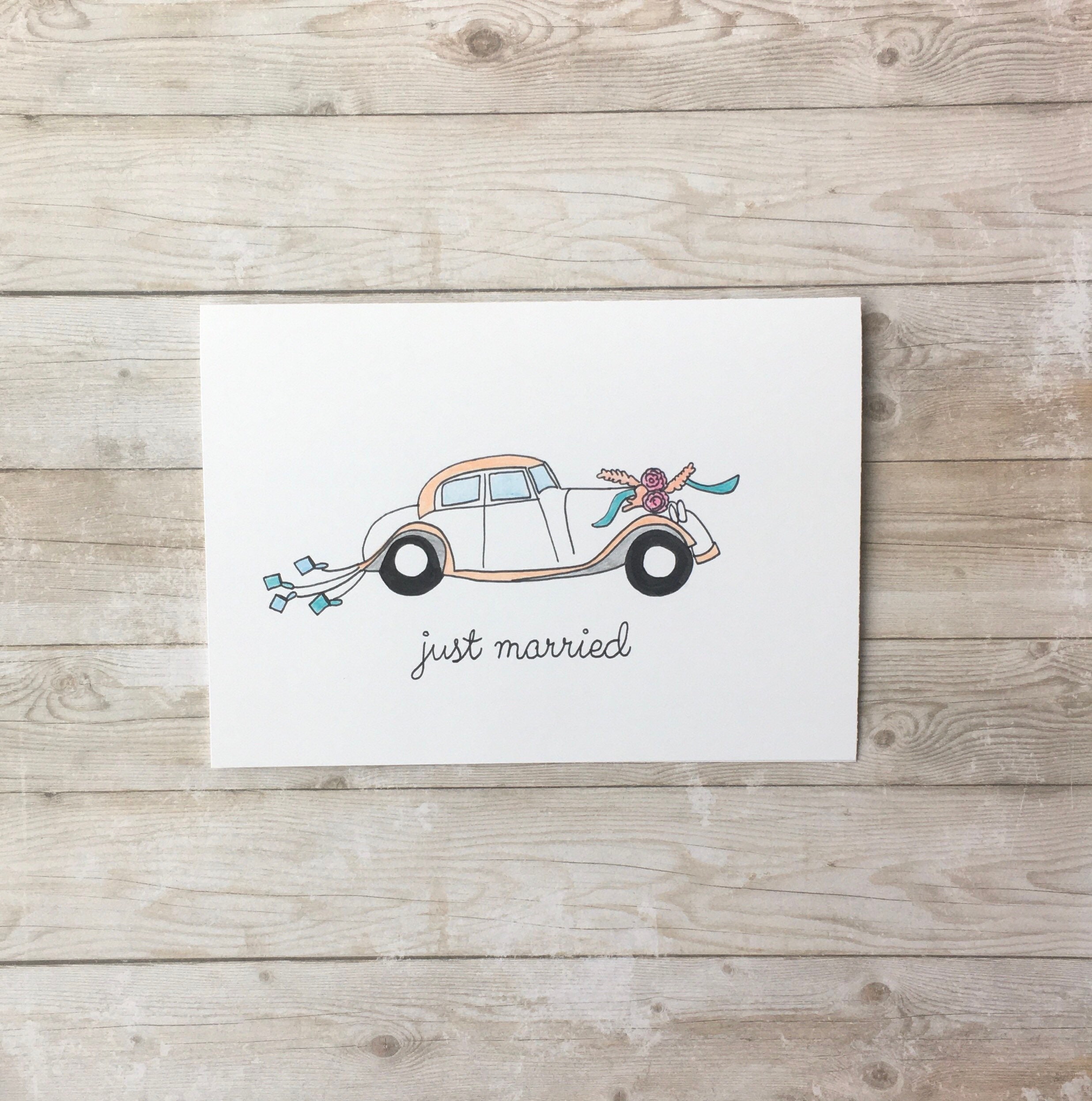 Just Married Wedding Car Card - Etsy