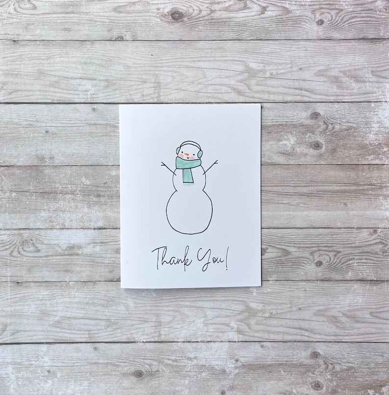 Winter Snowmen Thank You Card Set - Etsy