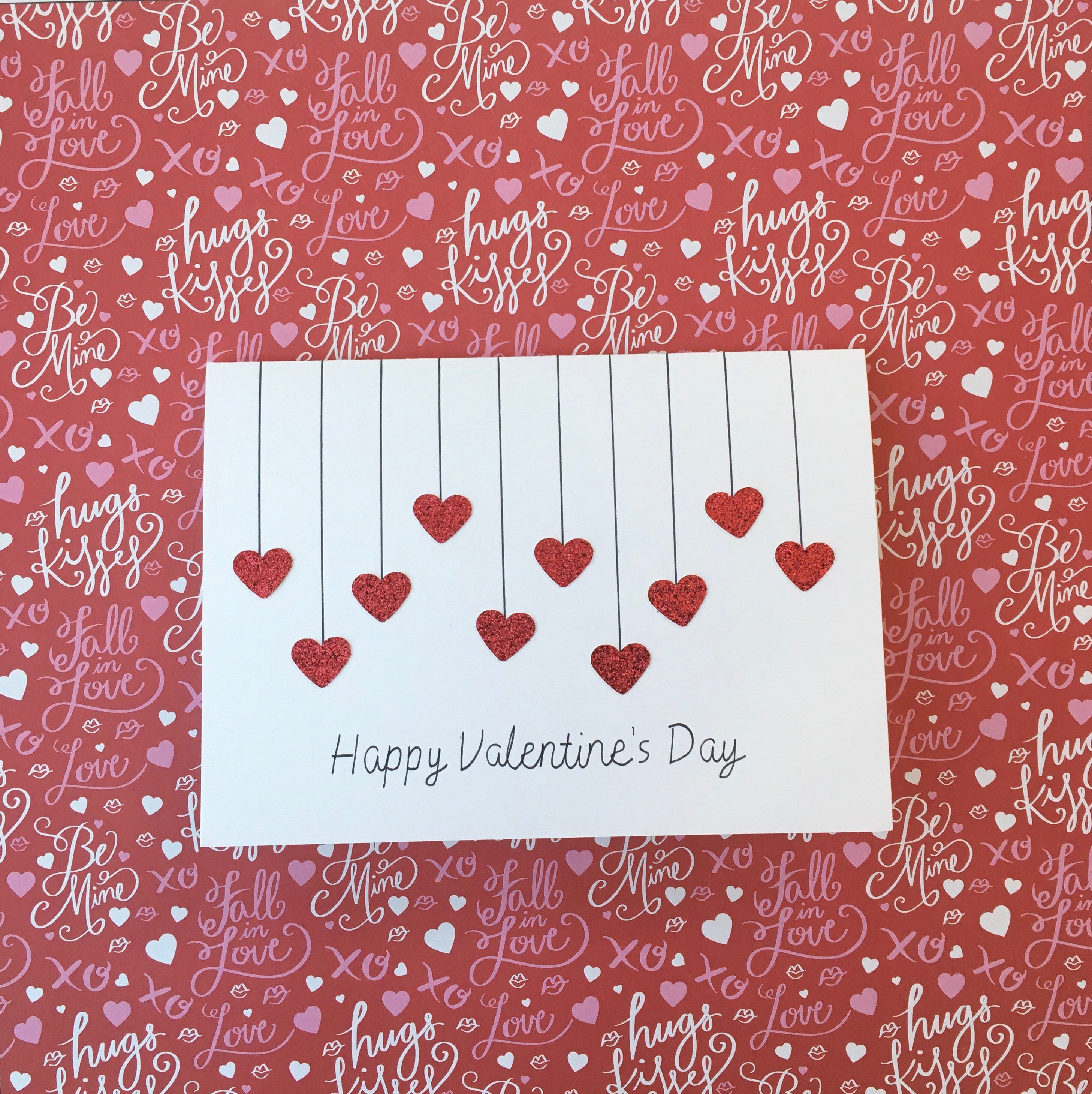 Valentines Sparkly Hanging Hearts Card - Etsy