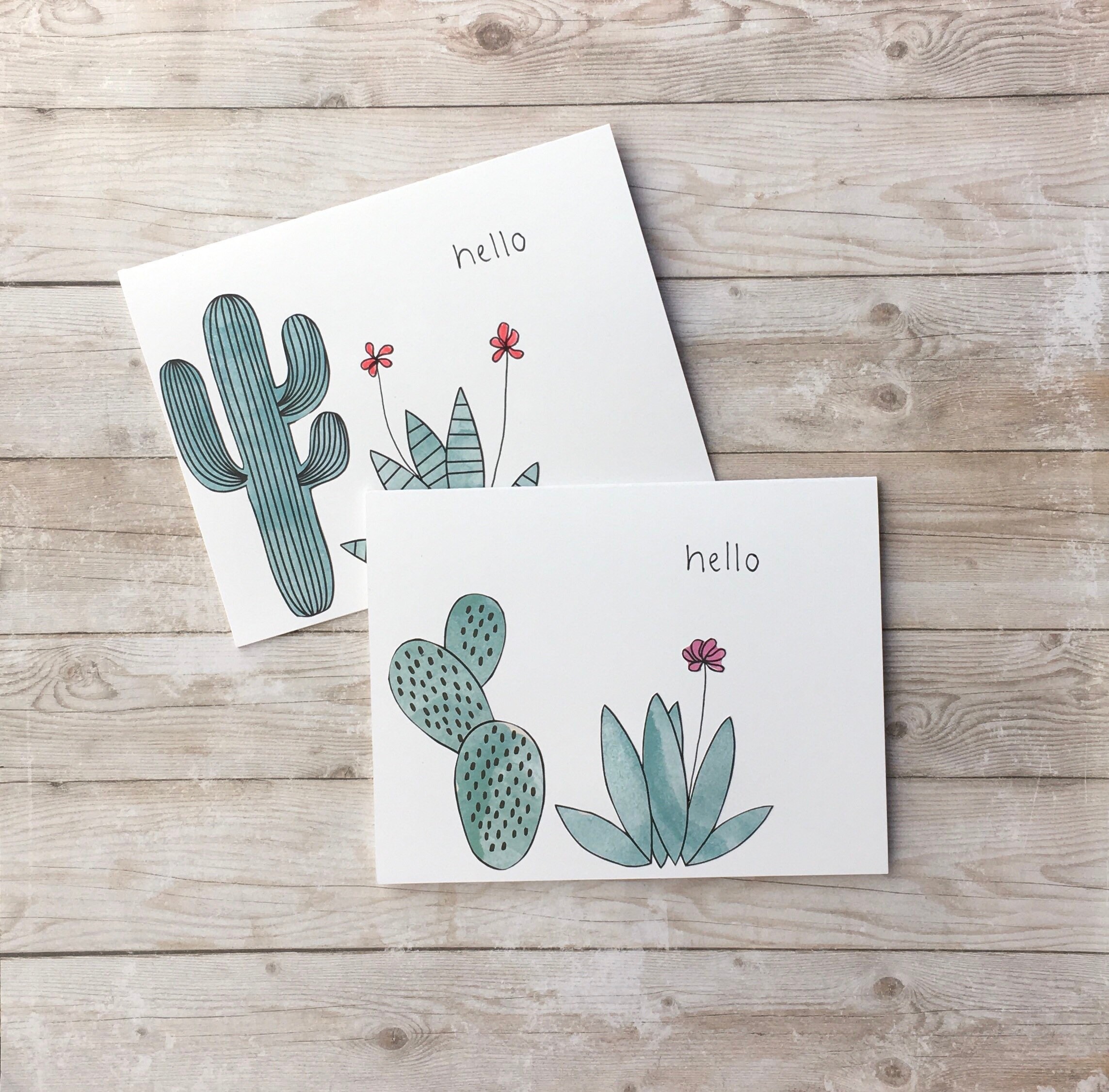 Set of 2 Succulent Note Card - Etsy