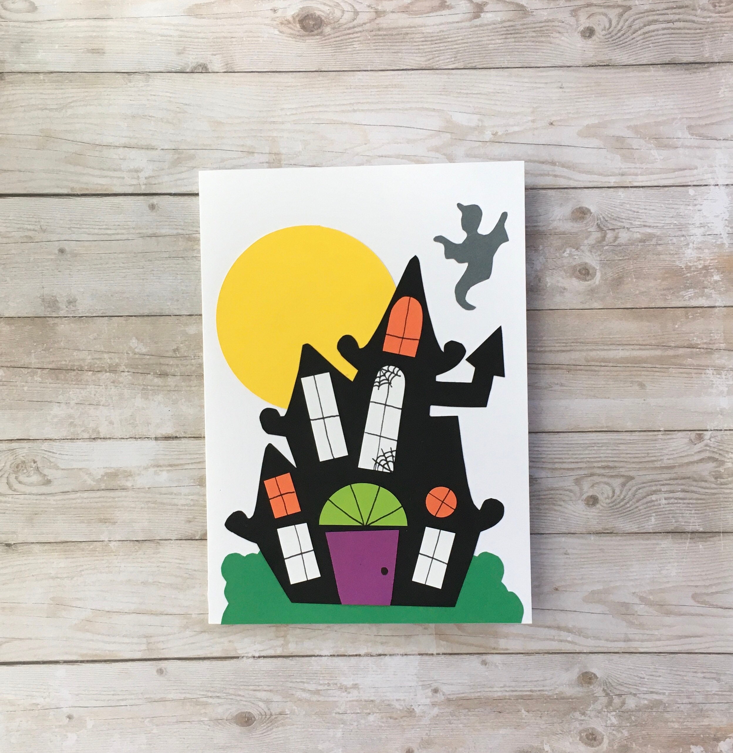 Haunted House Halloween Card - Etsy