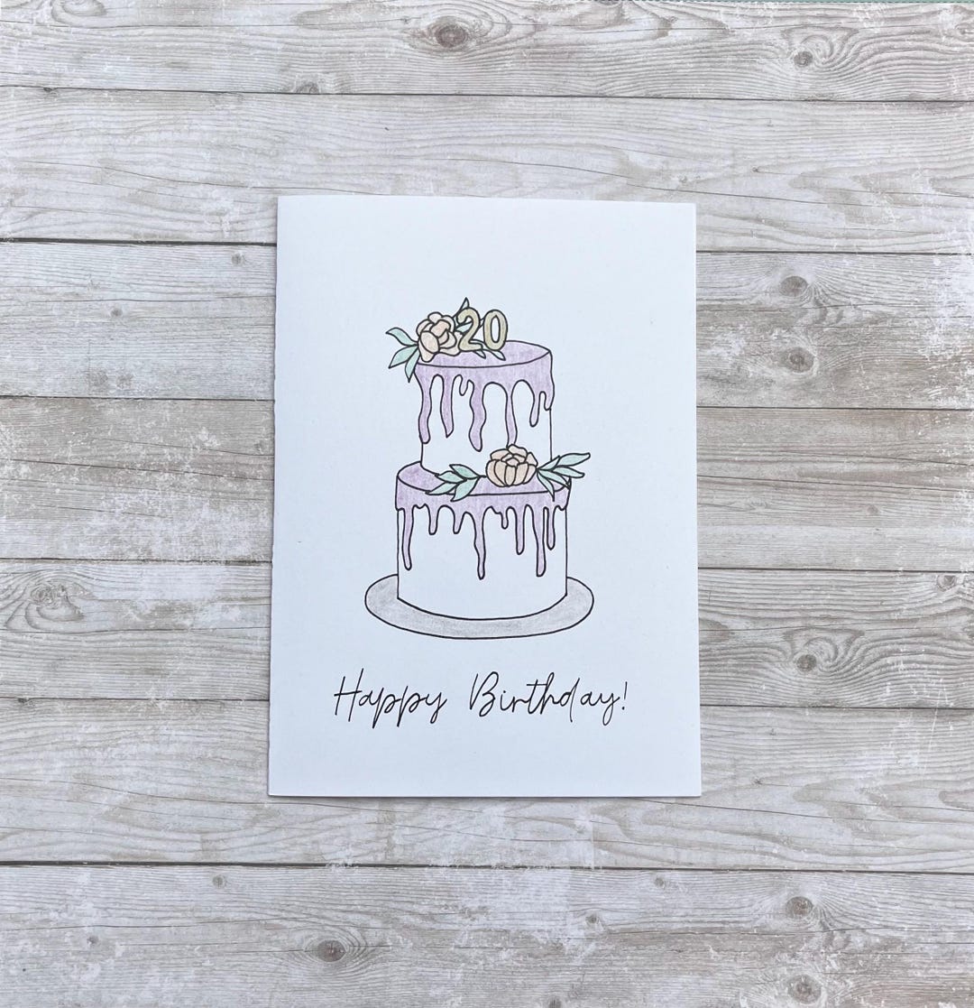 20th Birthday Cake Card - Etsy