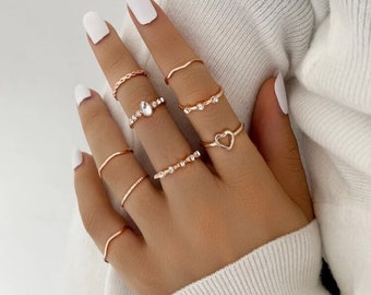 Rose Gold Ring Set | Etsy