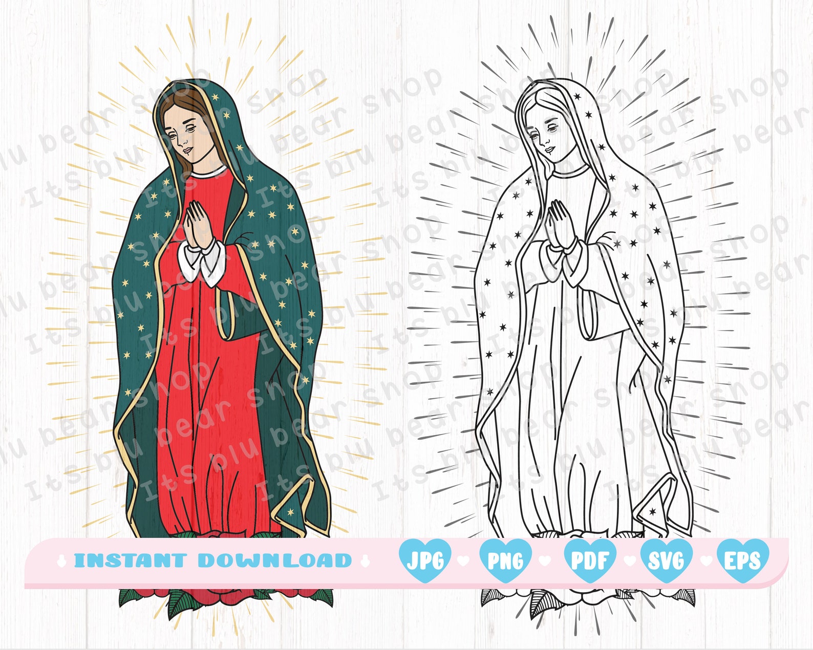 Virgin Mary Svg Mother Mary Vector Mary Mother of God - Etsy