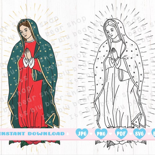 Virgin Mary Svg Mother Mary Vector Mary Mother of God - Etsy