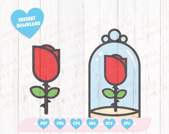 Enchanted Rose Svg, Beast's Rose Svg, Dxf, Png, Jpg, Beauty Rose Layer ...