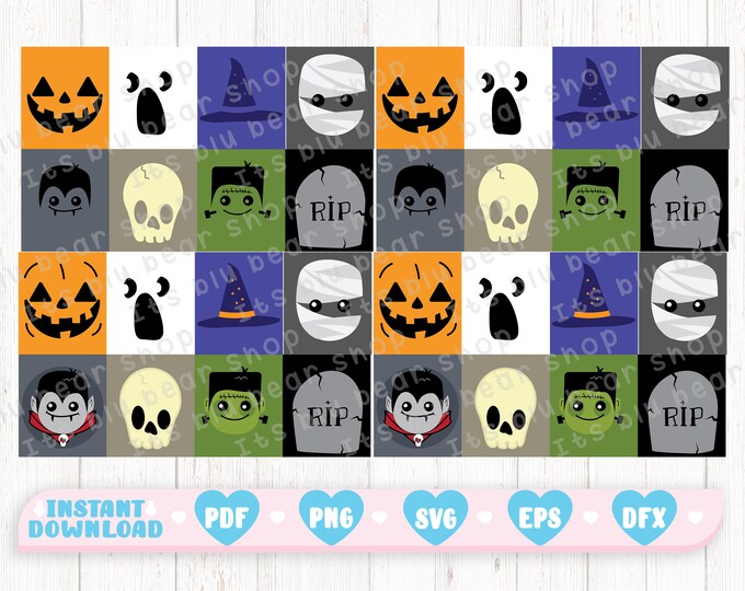 Halloween Faces Vector Clipart Bundle, Ai Eps Png Pdf and Jpg Files ...