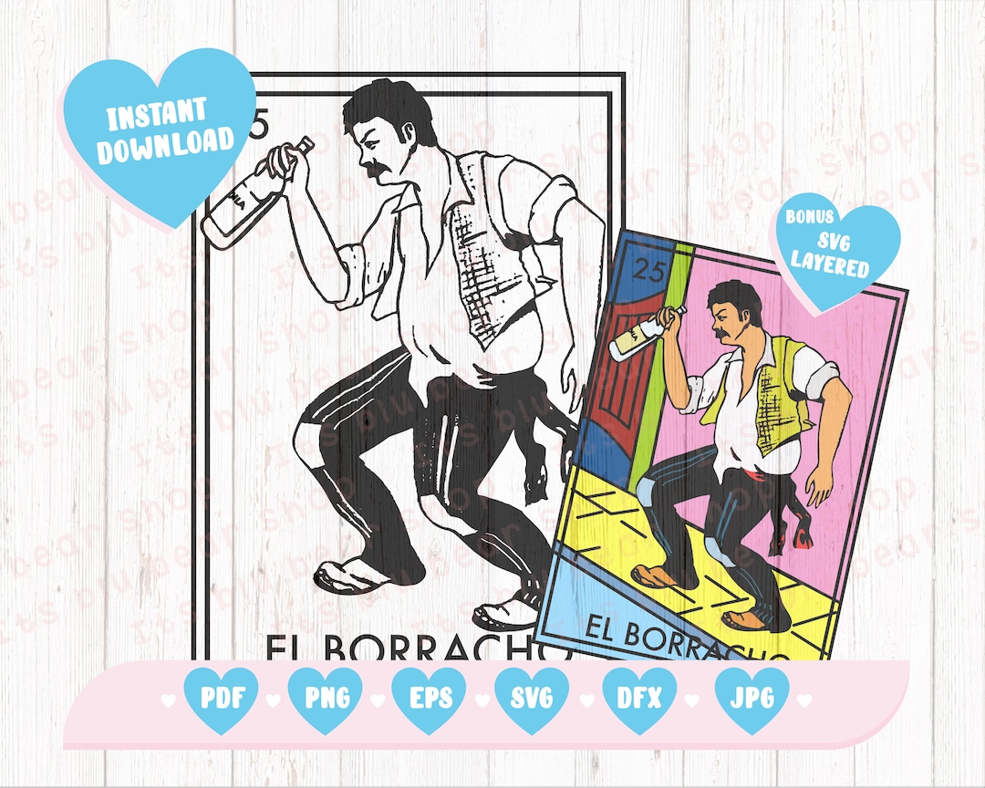 El Borracho SVG Mexican Loteria SVG Classic Card Silhouette Cameo ...