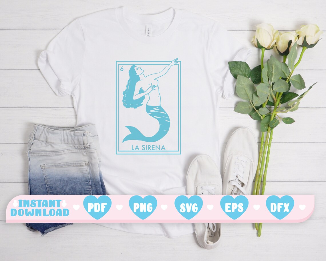 La Sirena SVG Mexican Loteria SVG Classic Card Silhouette | Etsy