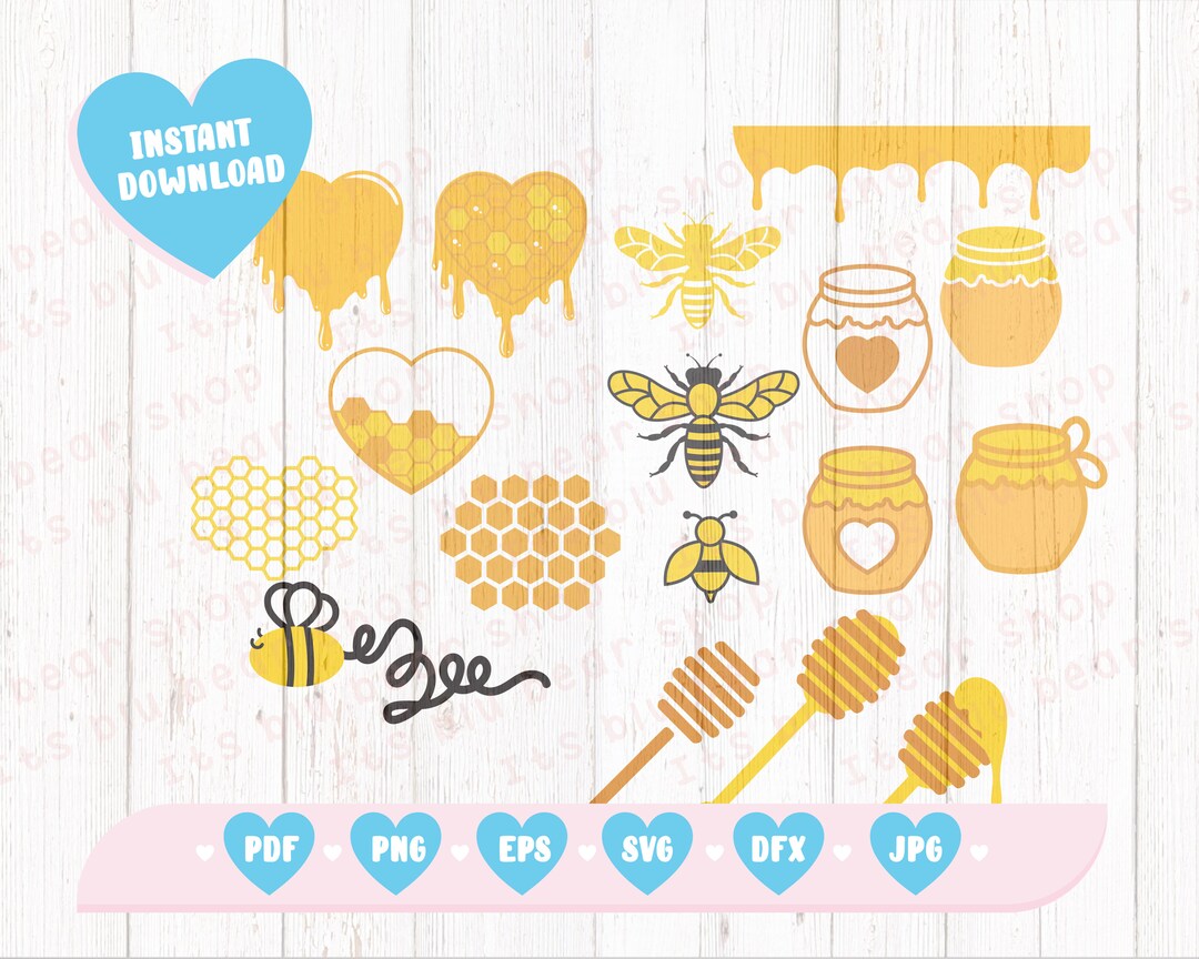 Honey Bee Svg, Honey Drips Svg, Honey Heart Svg Honeycomb Svg, Hexagon ...