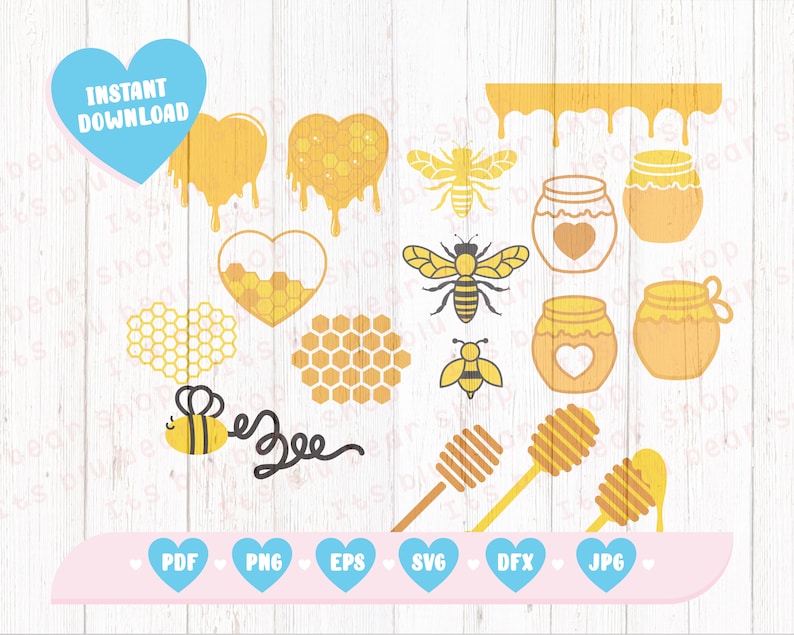 Honey Bee Svg Honey Drips Svg Honey Heart Svg Honeycomb Svg - Etsy