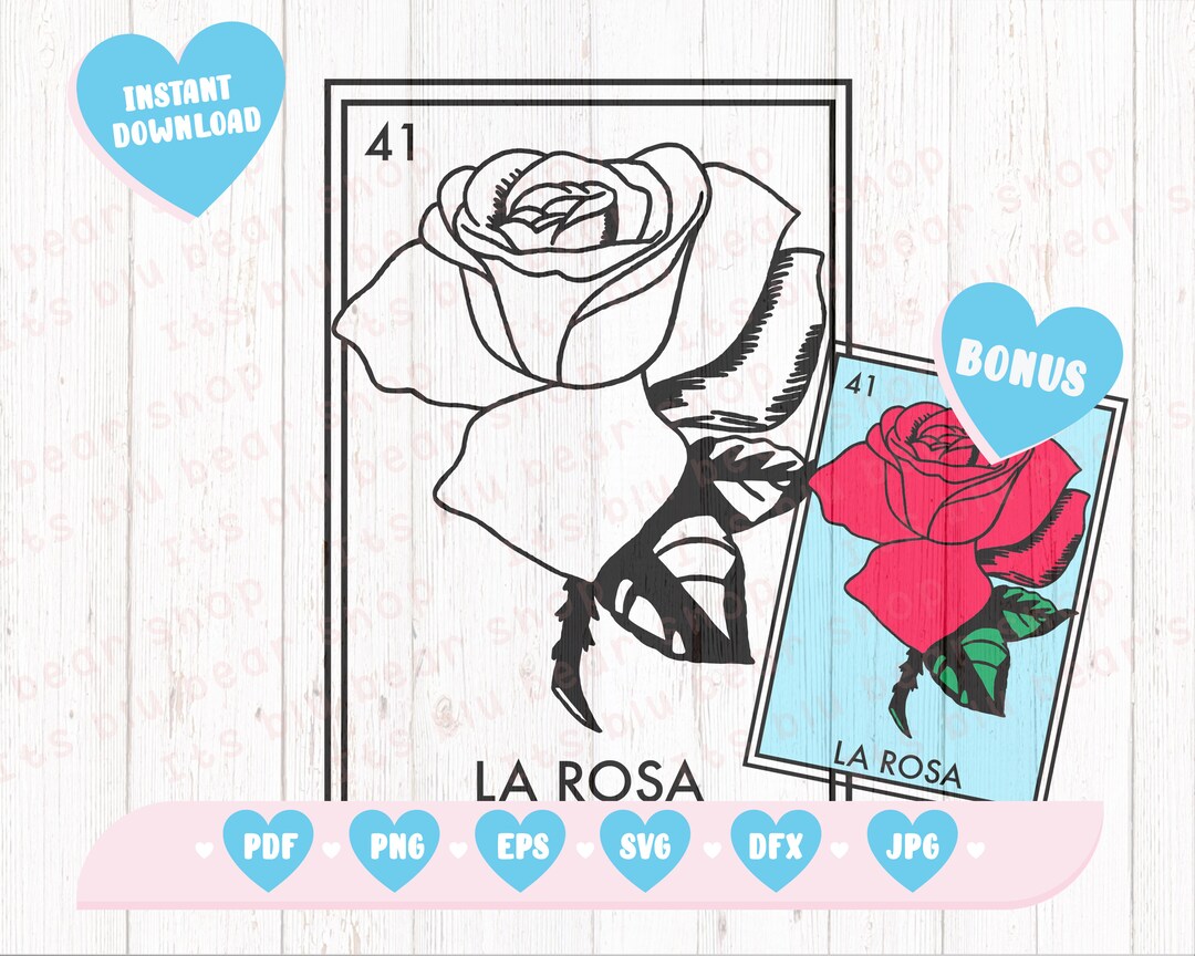 La Rosa SVG Mexican Loteria SVG Classic Card Silhouette Cameo, Cricut ...