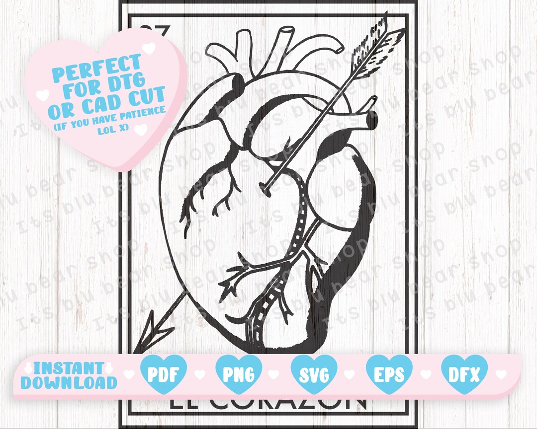 El Corazon SVG Mexican Loteria SVG Classic Card Silhouette Cameo ...