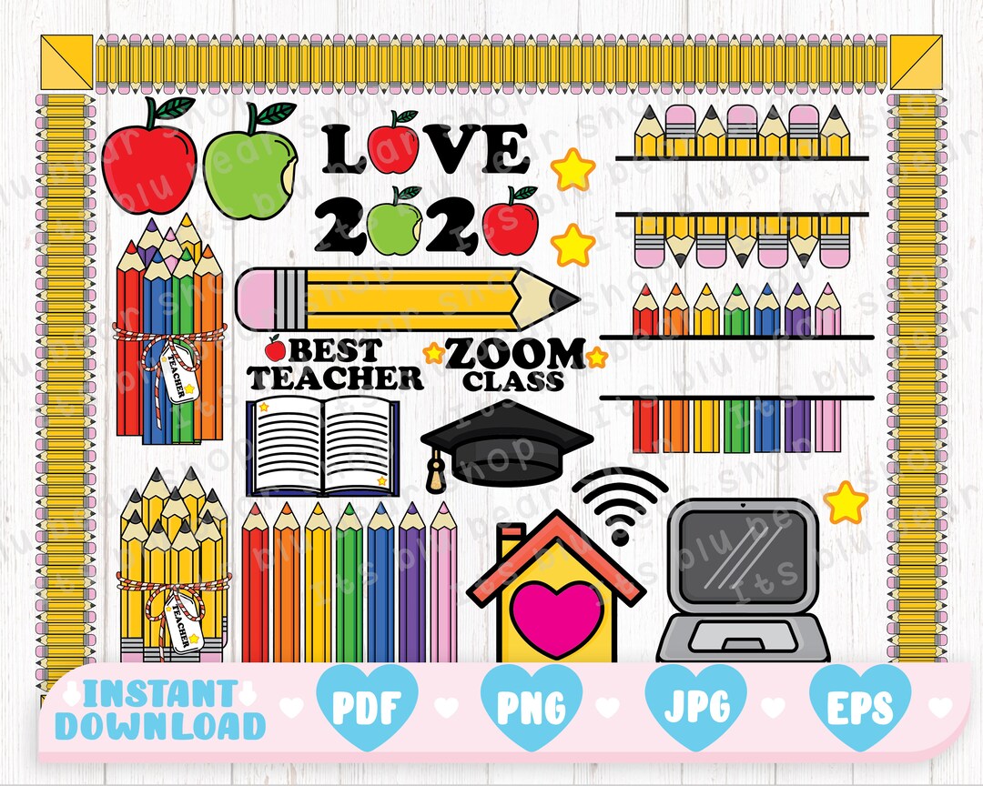 School Bundle SVG Files, Back to School PDF, Teacher EPS, Teacher ...