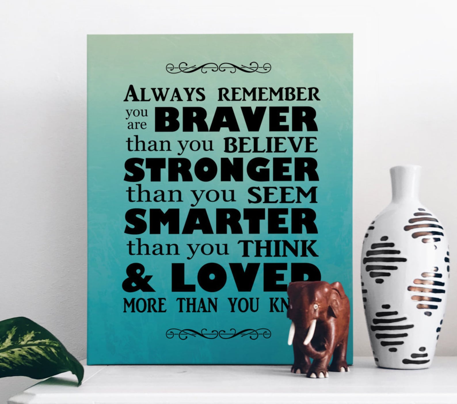 You Are Braver, Stronger, Smarter, & Loved Ocean Inspirational Print ...