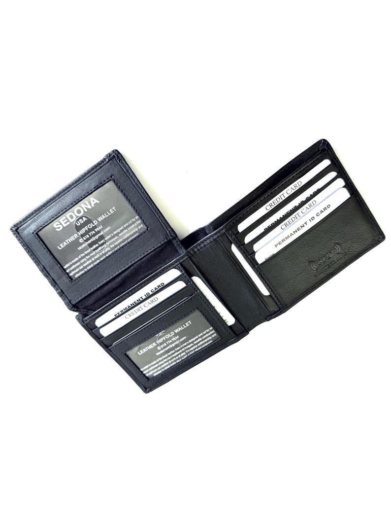 Bifold Leather RFID Wallet With 2 ID Windows - Etsy