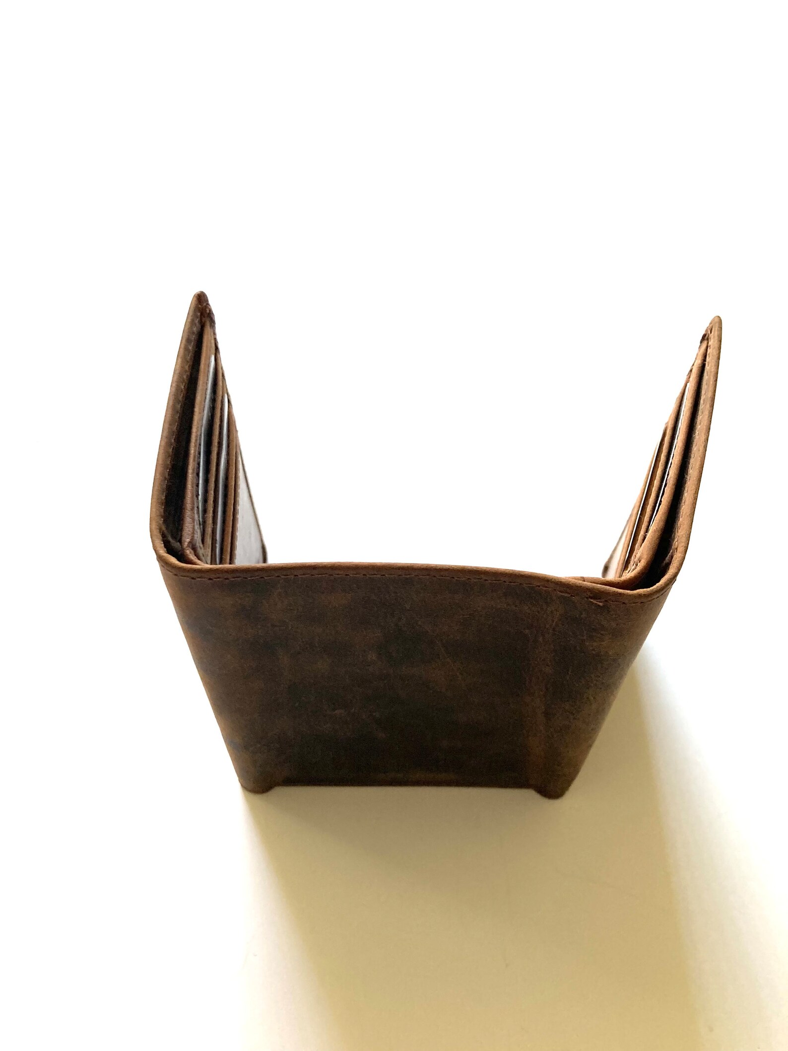 Vintage Buffalo Leather Trifold Wallet With Large ID Window - Etsy