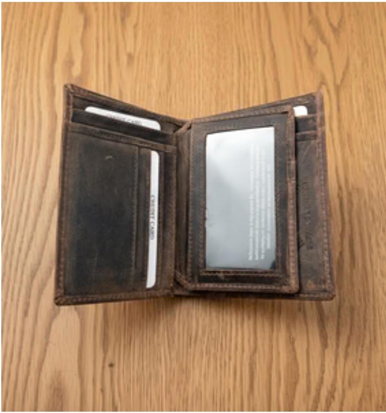 Buffalo Leather Bifold Wallet With Middle Flap - Etsy