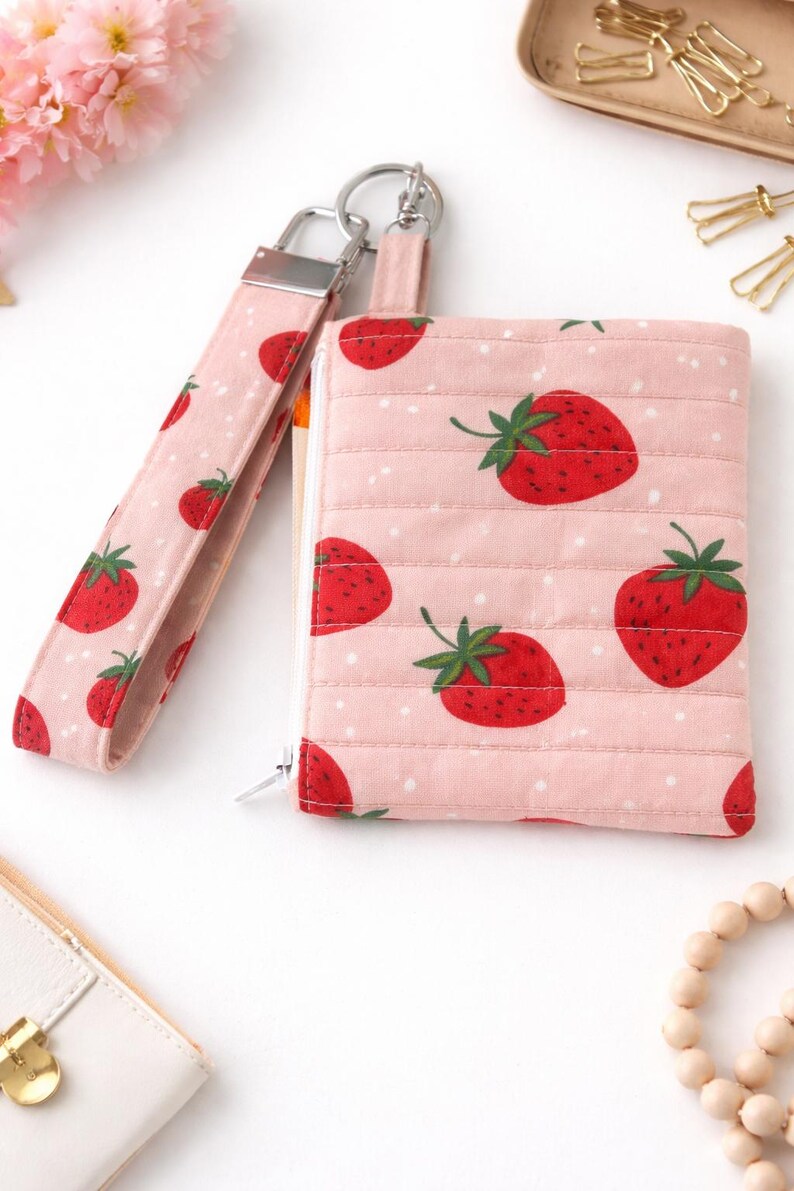 Quilted Coin Purse and Key Fob Set: Cotton Fabric Wristlet Pouch - Etsy