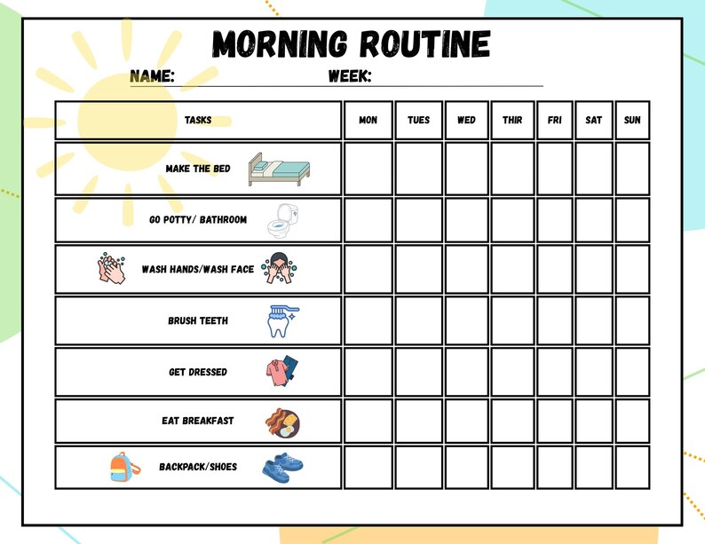 Toddler Daily Routine Chart | Morning & Evening Schedule for Kids ...