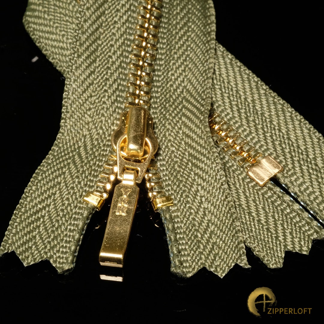 YKK 3 EVERBRIGHT® Gold 7 566 Army Green Set of 2 Zippers. Zipperloft Canadian Supplier - Etsy